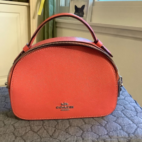 Coach | Bags | Coach Orange Crossbody Bag With Dome Design And Polished ...